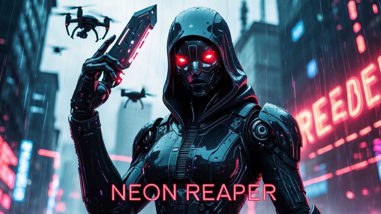 NEON REAPER | Cyberpunk Instrumental 2025 | Glitched AI Bass - YouTube