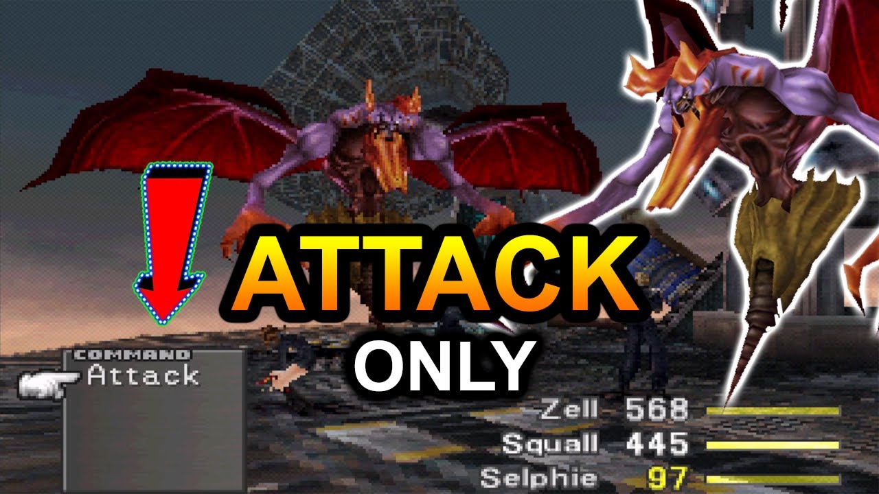 ELVORET Boss Battle with ONLY ATTACK COMMAND - Final Fantasy 8 - YouTube