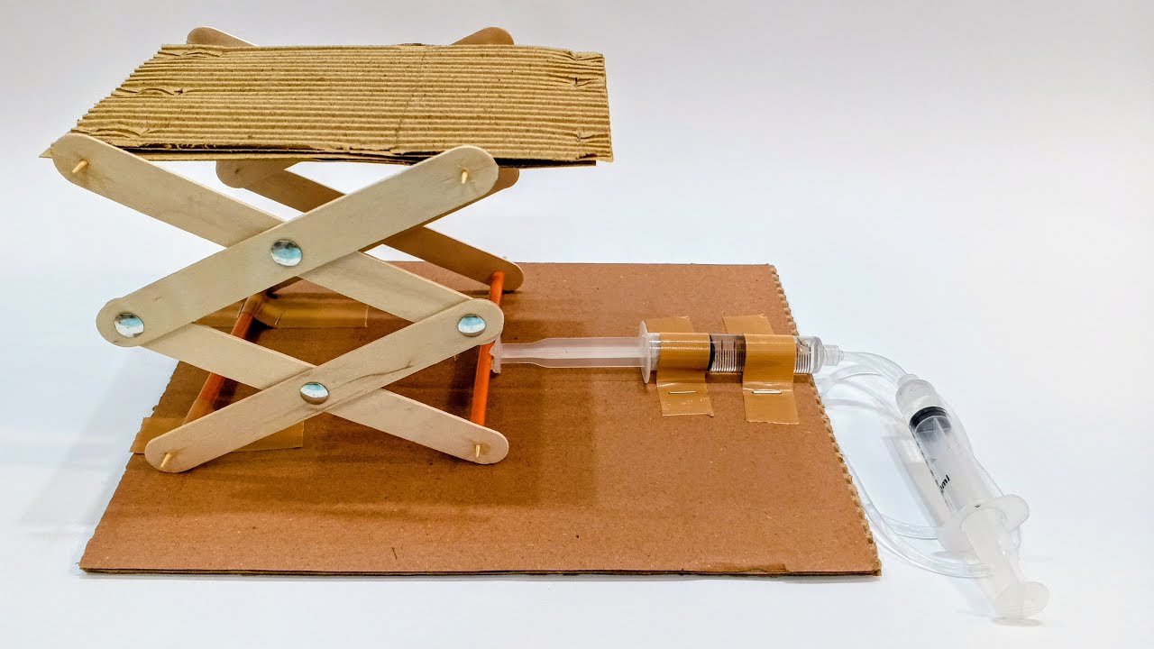 STEM Challenge: 13 | Hydraulic Lift | Mini working model using sticks ...