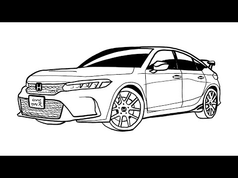 How to draw Honda Civic Type R 2023 - Honda Civic Type R Araba Çizimi ...