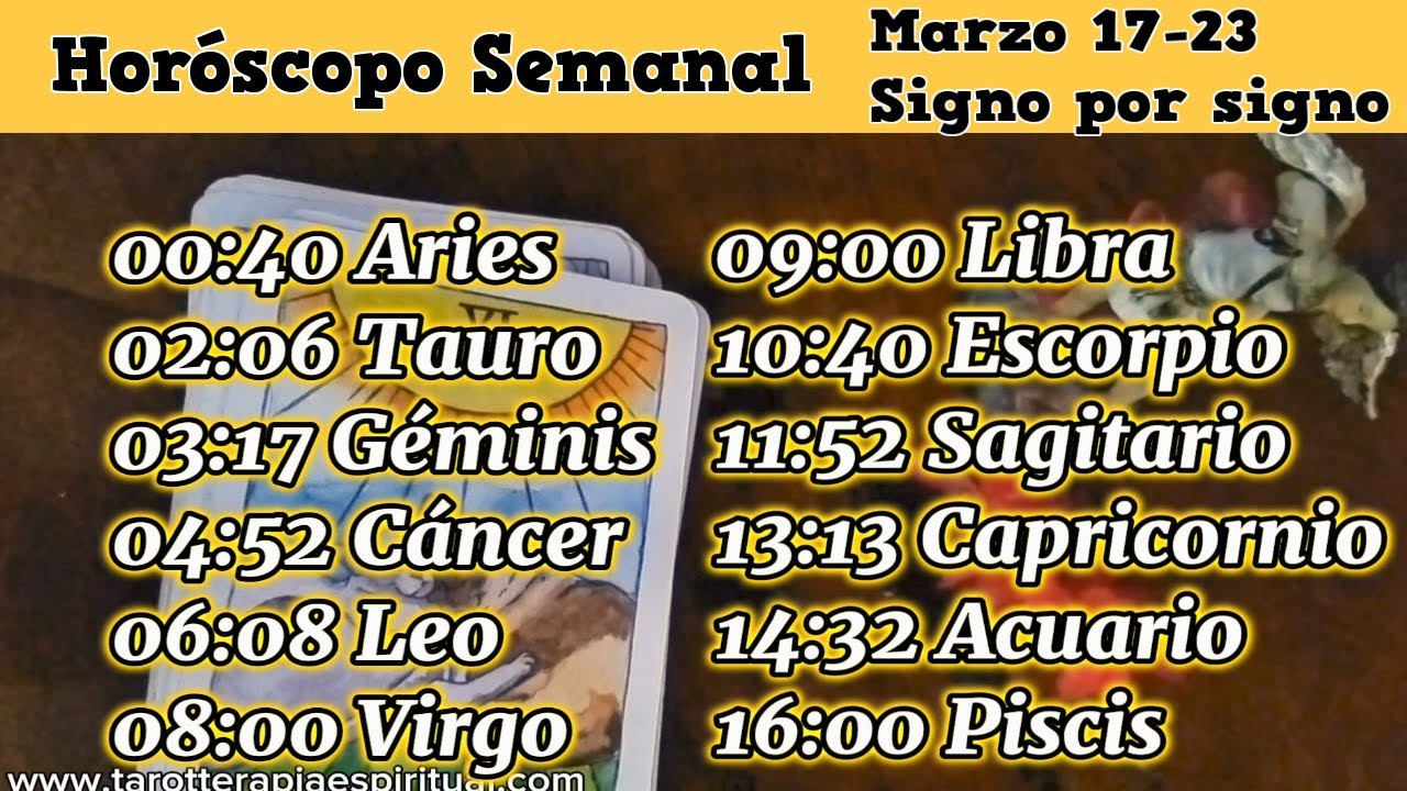 HORÓSCOPO SEMANAL - SIGNO POR SIGNO - MARZO 17-23 - YouTube