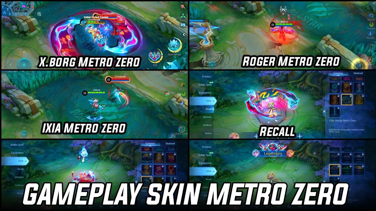 GAMEPLAY SKIN METRO ZERO MOBILE LEGENDS! ROGER , IXIA , X.BORG EFEK ...
