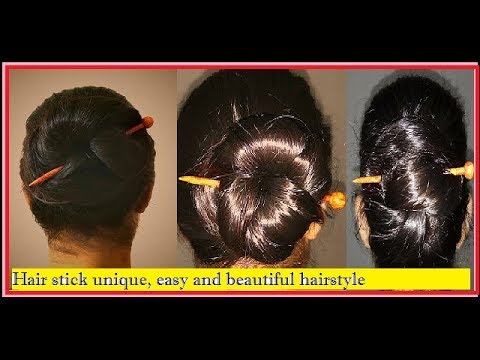 I min easy cute bun with bun stick || how to use hair stick || Everyday ...
