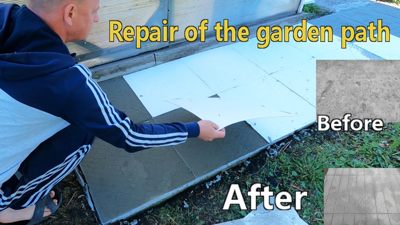 How to repair a garden path inexpensively with foam ceiling tiles - YouTube