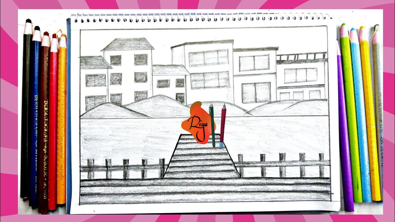 How to draw city step by step / City drawing tutorial for beginners ...