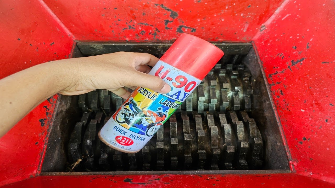 [Super Explosion] Spray Paint U-90 Red vs Shredder Machine - YouTube