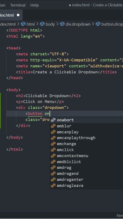 How to create a Clickable dropdown menu(Navbar) #html #css #dropdown #menu #dropdownmenu #shorts ...