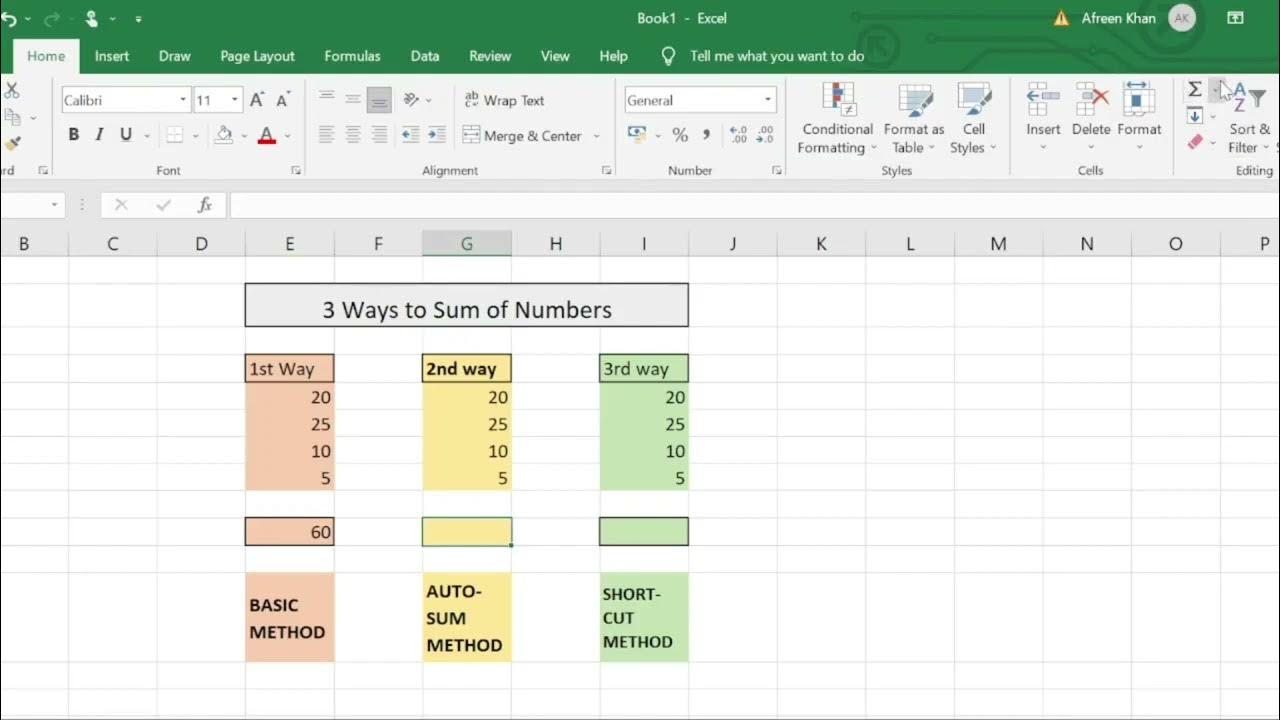 3 Easy Ways to do the sum of numbers in Excel//Short Tutorial//Beginner//Excel #excel # ...