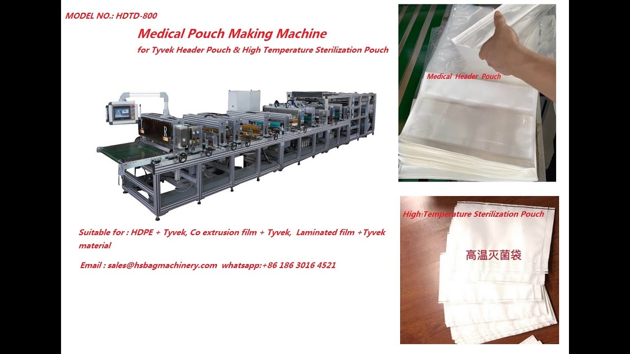 Tyvek medical sterilization header bag making machine - YouTube