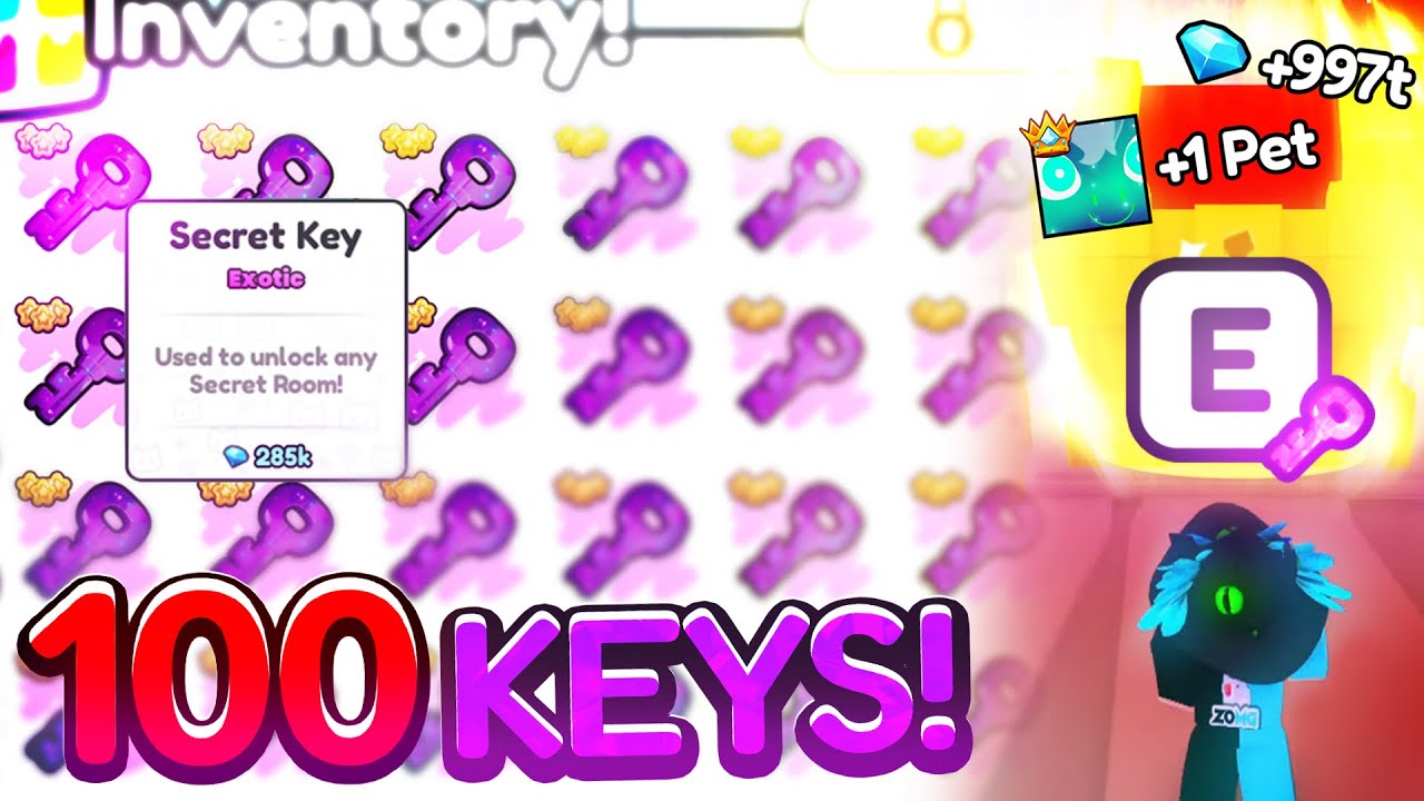 😜🔑 I OPENED 100 SECRET KEYS & GOT OP LOOT (INSANE) in Pet Simulator 99 ...