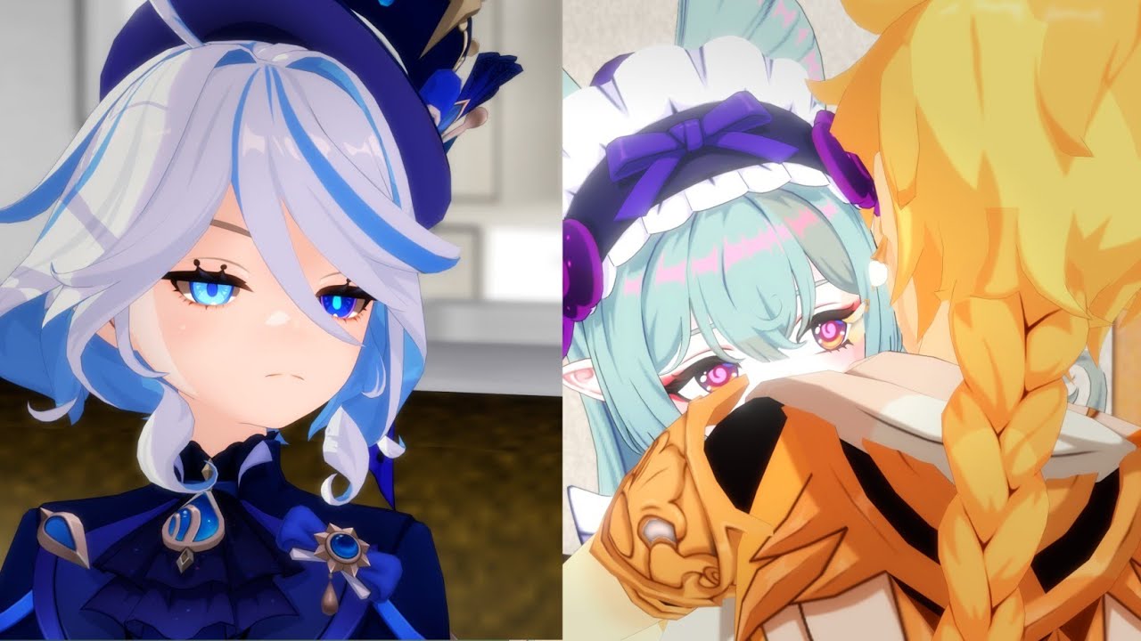 When Aether hugged Mizuki in front of Furina - Genshin Impact Animation ...