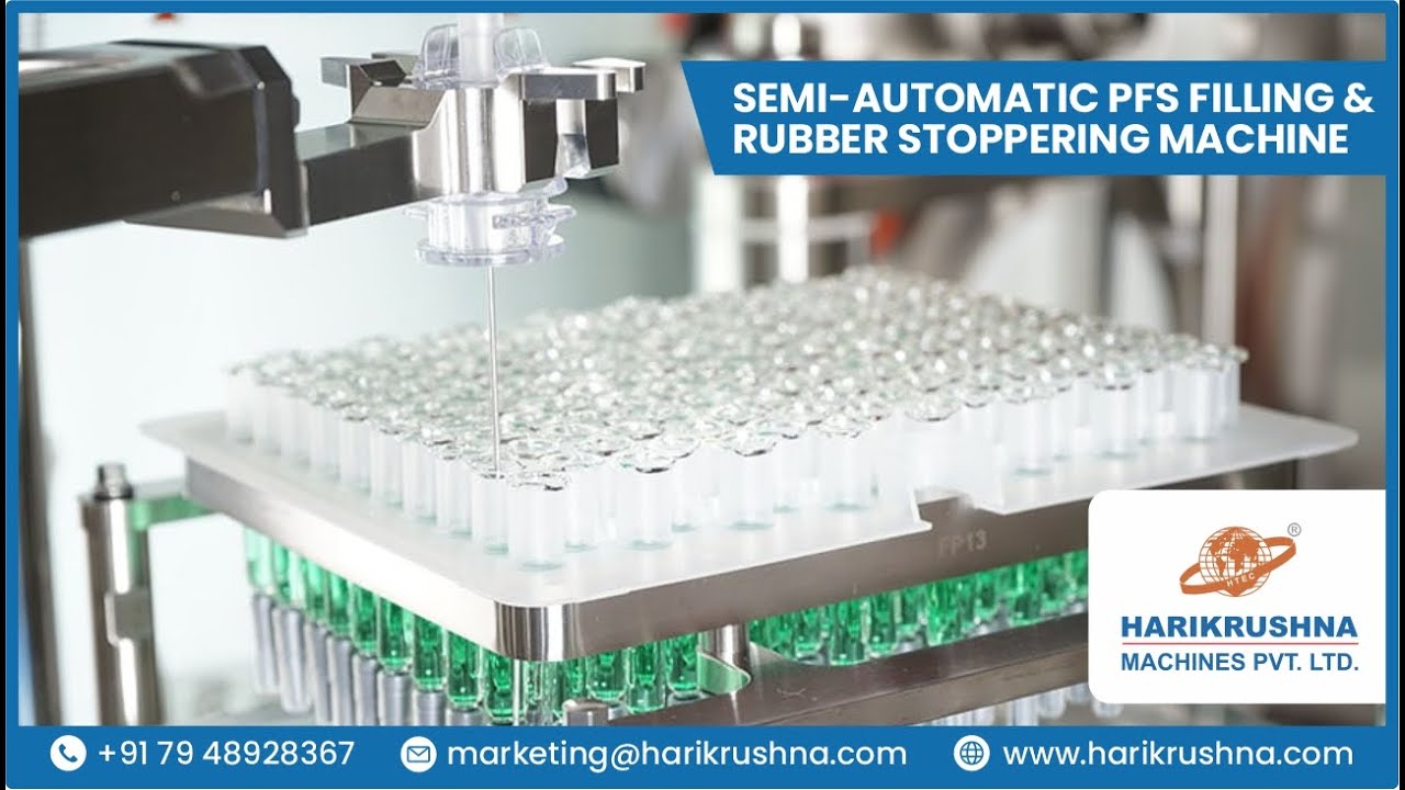 SEMI-AUTOMATIC PFS FILLING & RUBBER STOPPERING MACHINE - YouTube