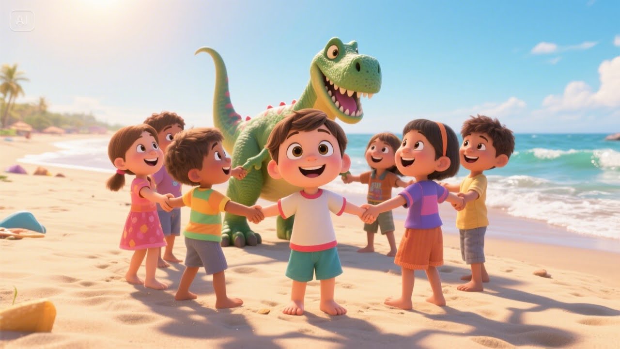 Friendly Dinosaur at the Beach | Fun Summer Song for Kids | Learn About ...