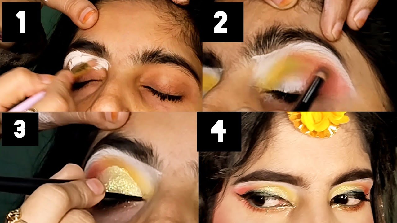 HOW TO CREATE : perfect haldi eyes makeup ll haldi bride makeup #haldi ...