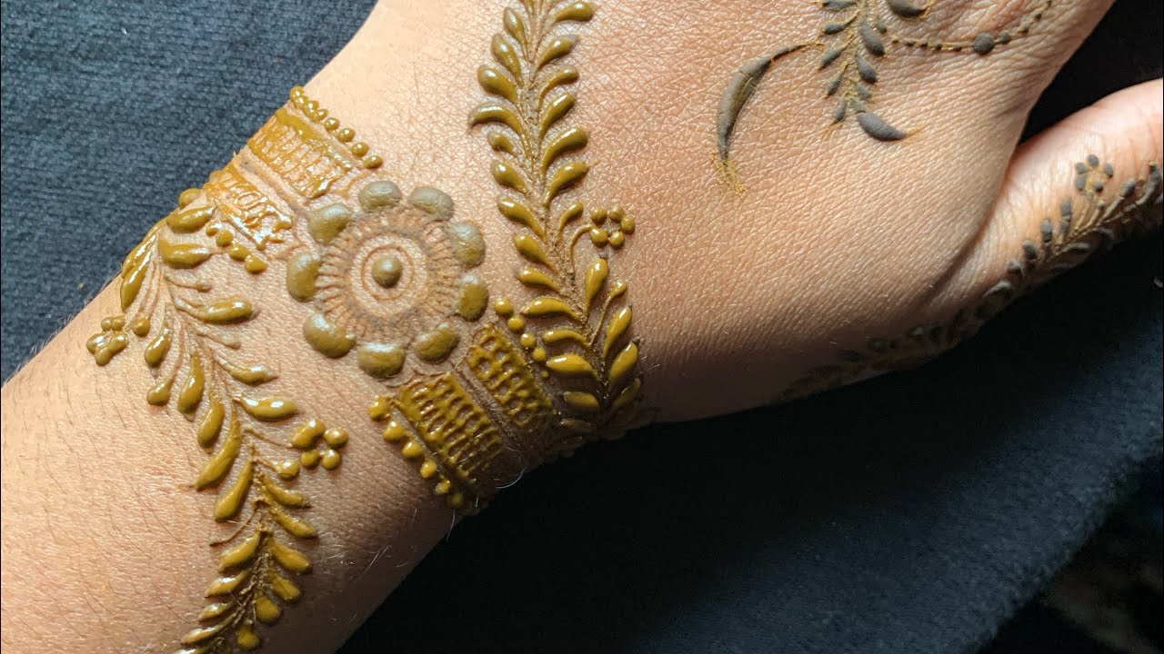 Leaf pattern Mehedi design || Arabic style intricate leafy henna design ...
