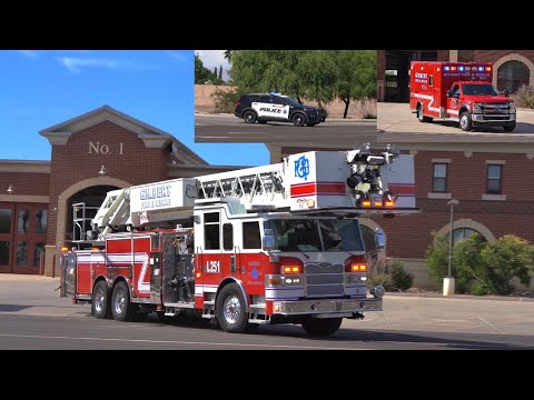 Gilbert Fire & Rescue Dept. Ladder & Medic 251 and Gilbert PD x1 ...