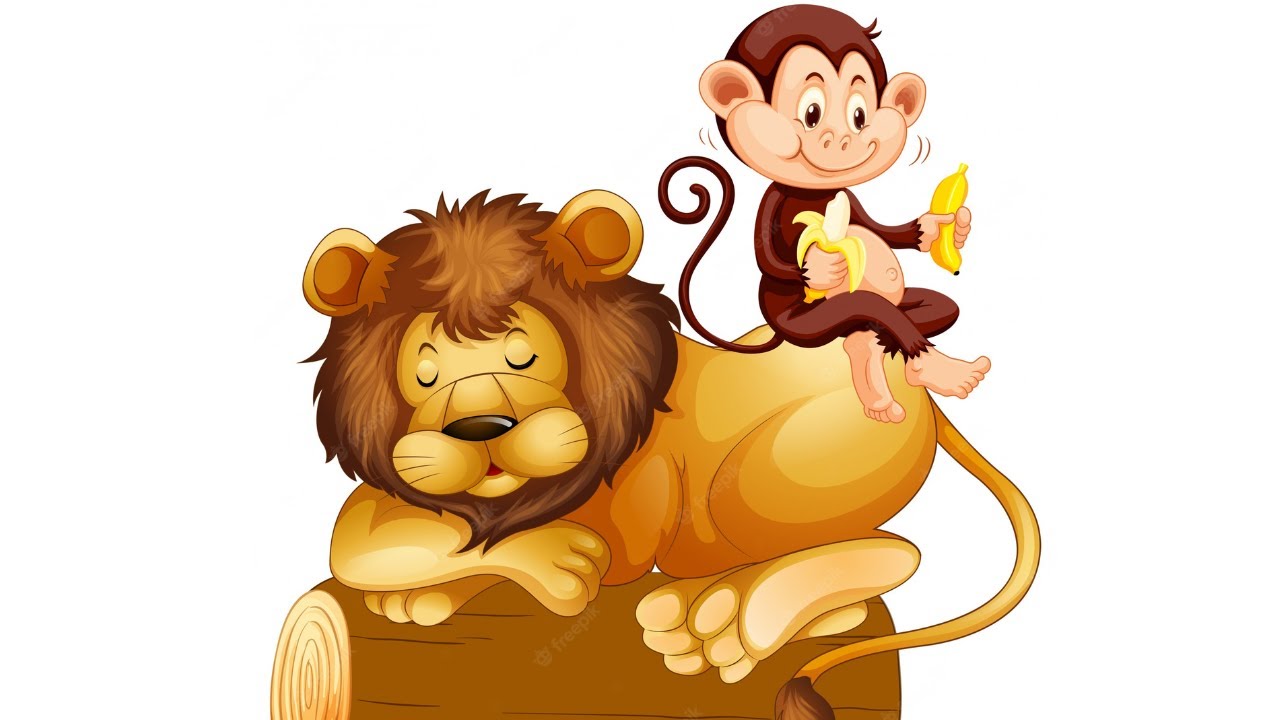 Monkey and lion friends | Monkey and lion funny | Monkey and lion story ...