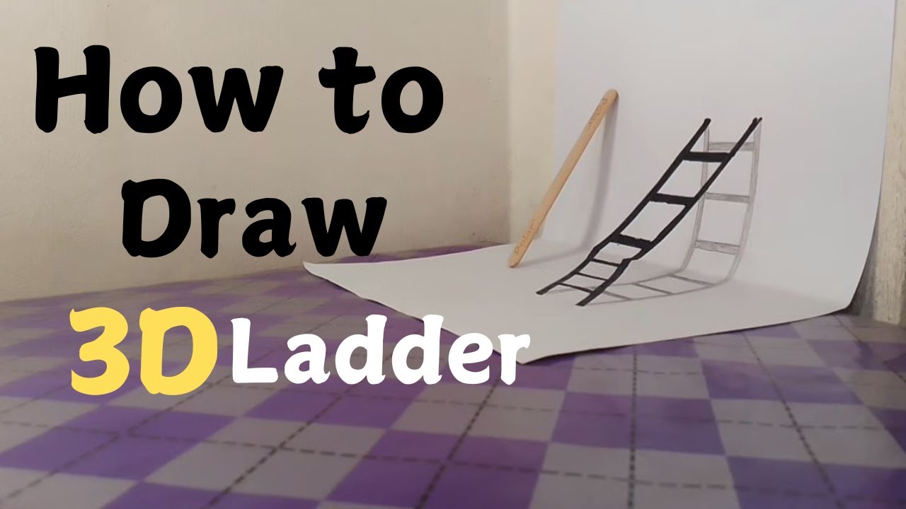 How to draw a 3D ladder . Very easy 3D ladder. - YouTube