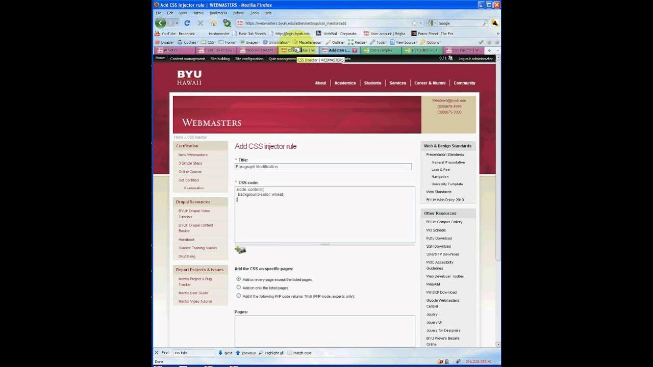 Drupal Tutorial Css Injector Module Drupal Youtube