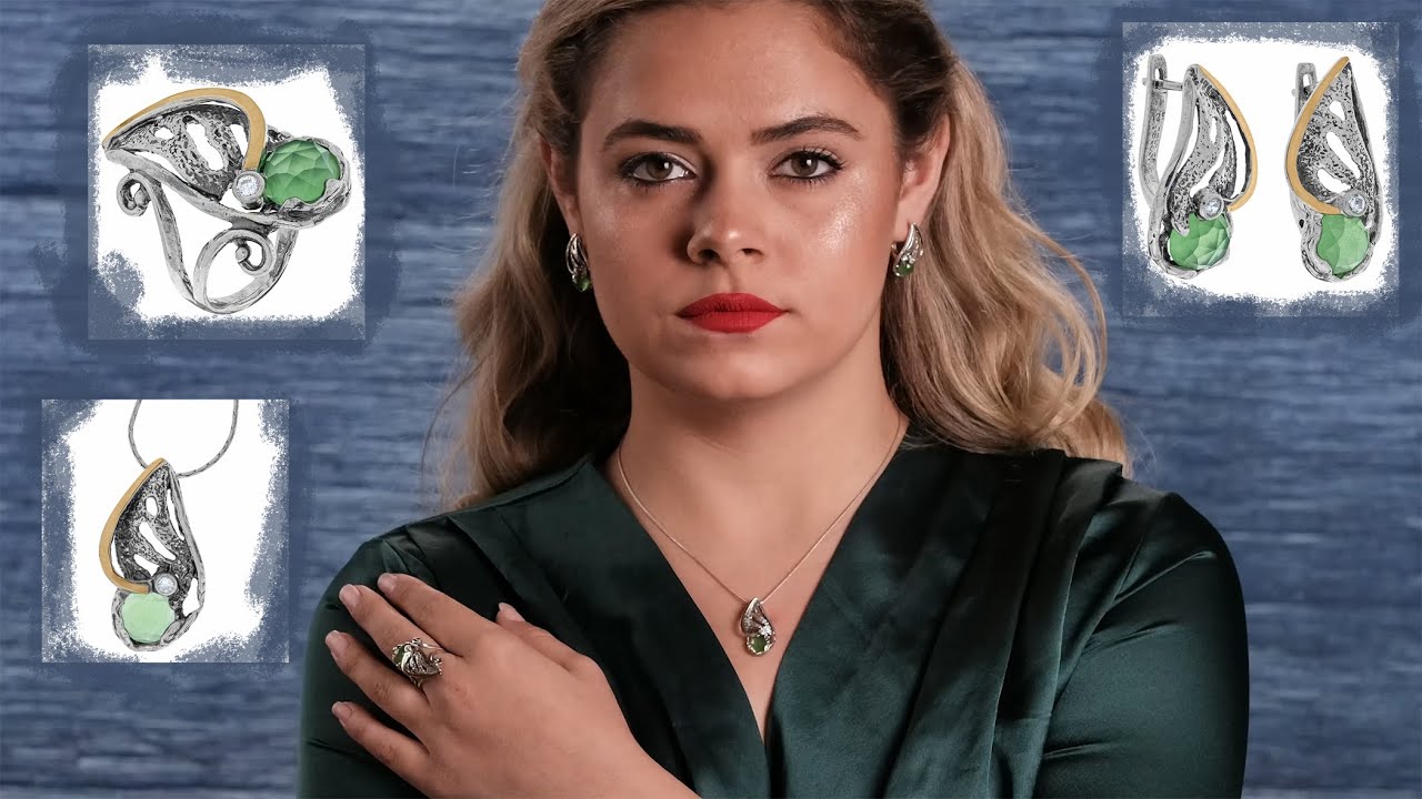 Simenda Jewellery Sterling silver 925 and 9 Karat Gold with Green ...