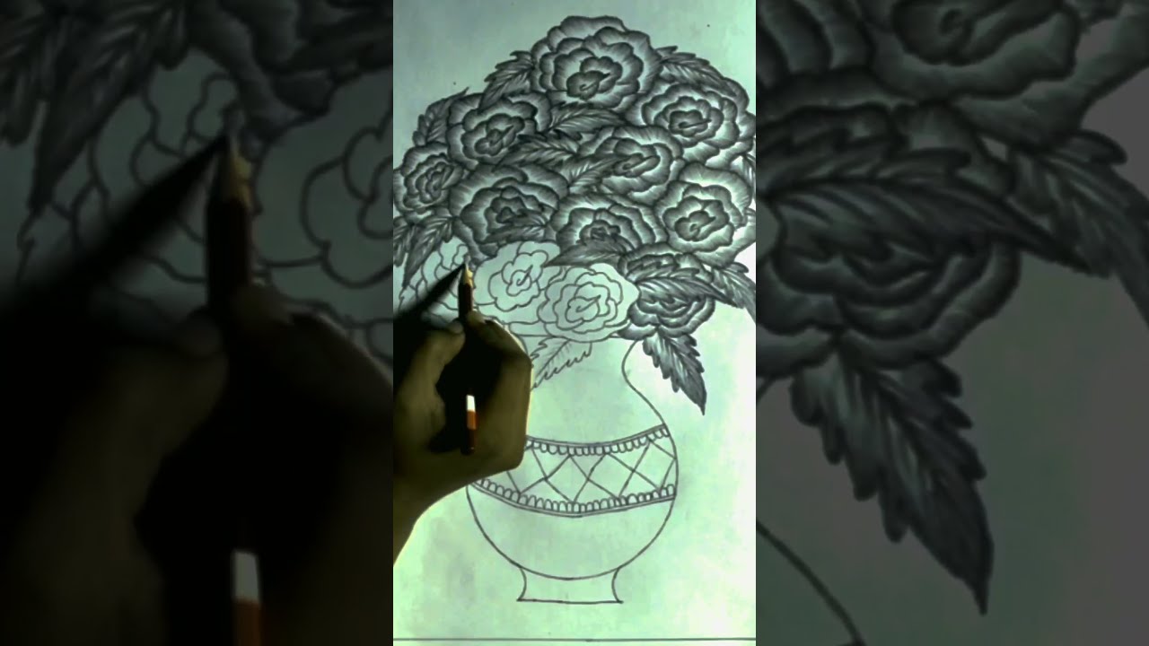 phoolo ka guldasta || Flower Pot || Drawing || #Shorts - YouTube
