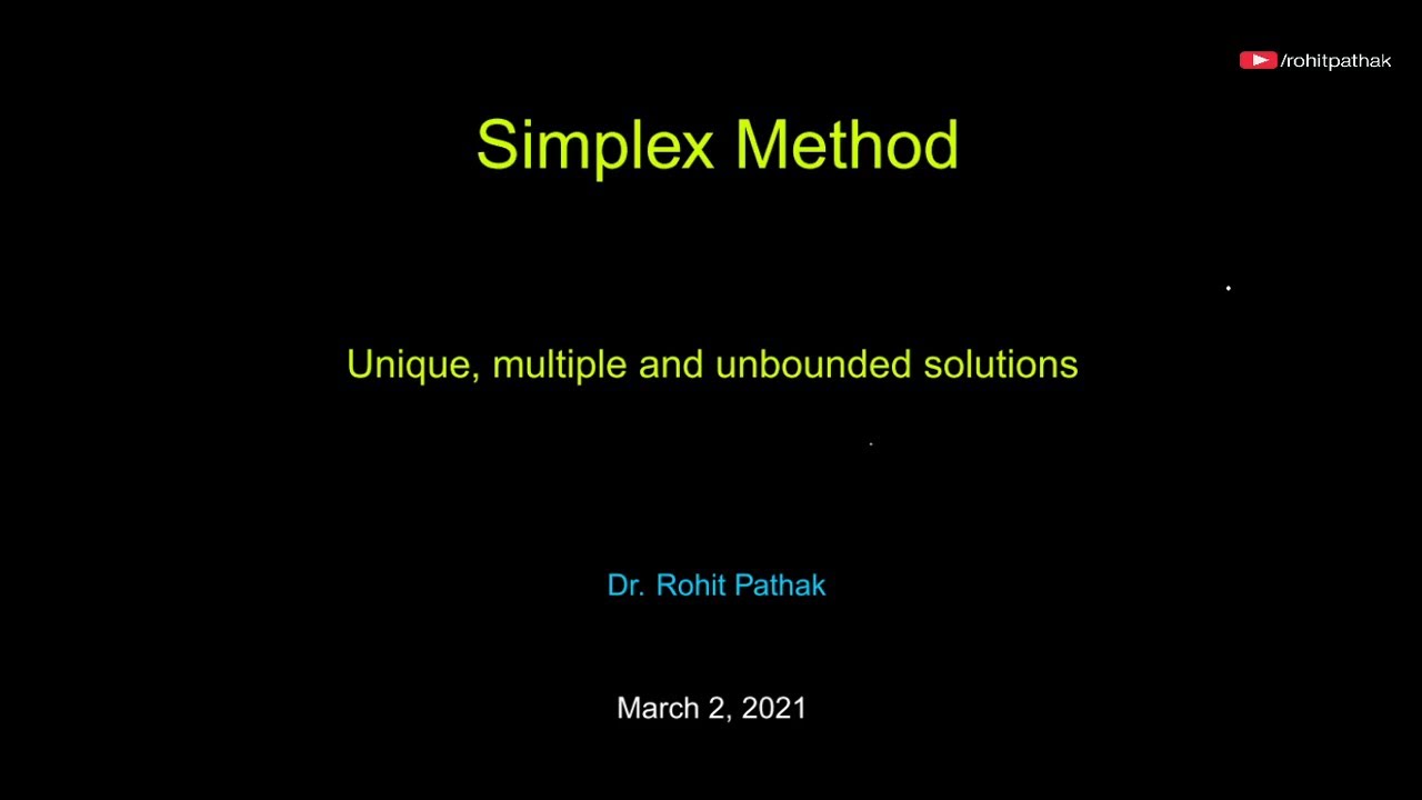 Simplex method-Types of solutions - YouTube