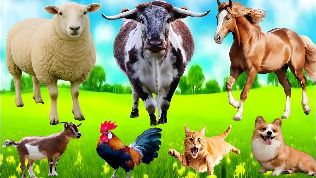 Farm Animals Sounds: Cow, Goat, Sheep, Duck, Horse & More | Relaxing ...