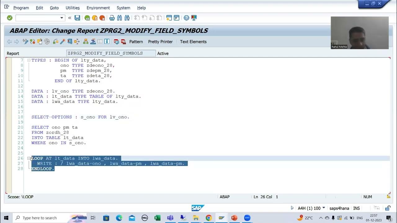 4 Advanced Abap Concepts Field Symbols Use In Loop Youtube
