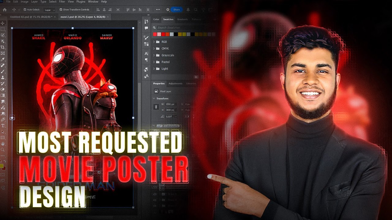 Learn Advanced Movie Poster Design in Photoshop || হলিউড স্টাইল মুভি ...