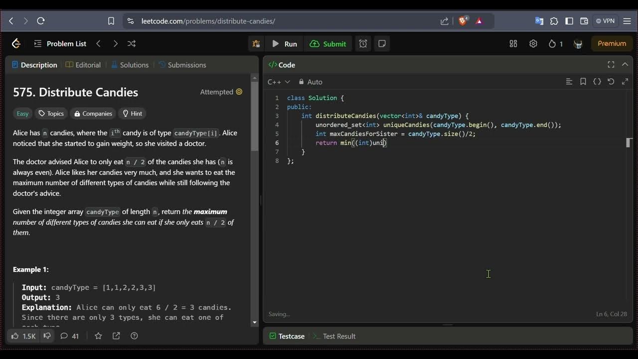 LeetCode Problem 575: Distribute Candies | C++ Solution Explained - YouTube