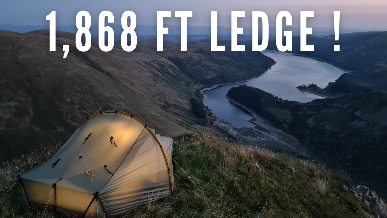 Solo Wild Camp on an 1868ft high ledge in the Lake District during a ...