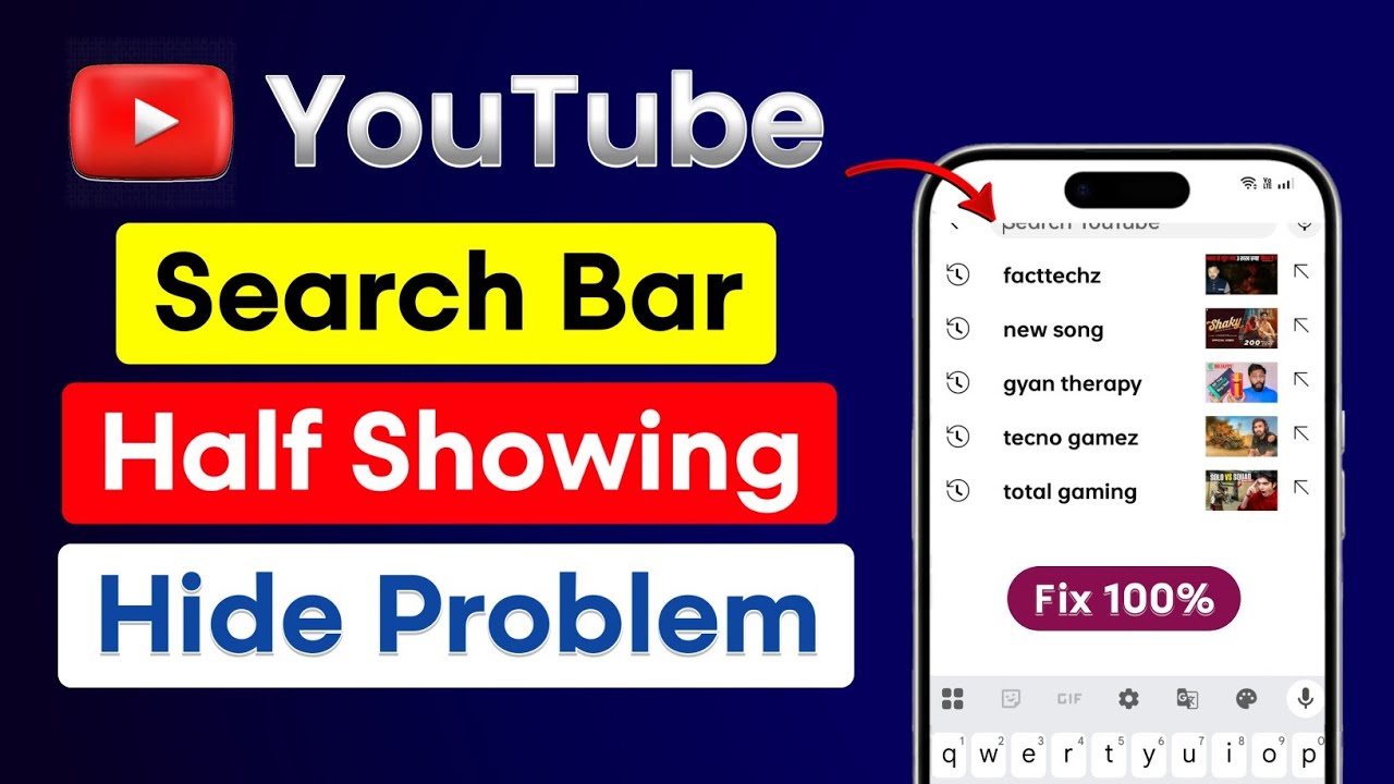 Fix YouTube Search Bar Hide Problem | YouTube Search Bar Half Showing ...