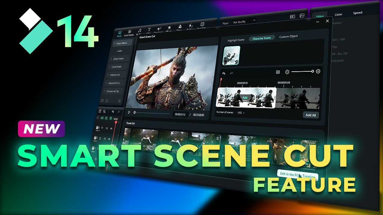 Filmora 14 Smart Scene Cut: 1 Click Editing with Ease! - YouTube
