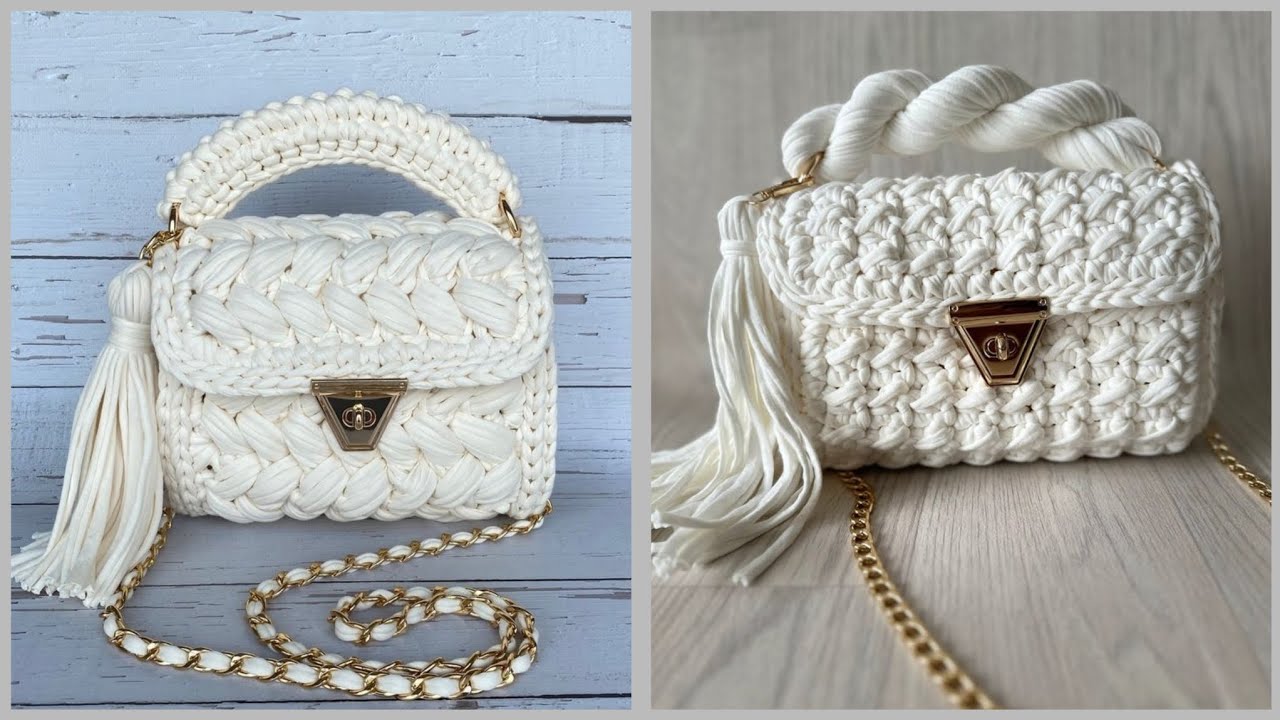 beautiful and damn pretty ideas of crochet handbags with chains - YouTube