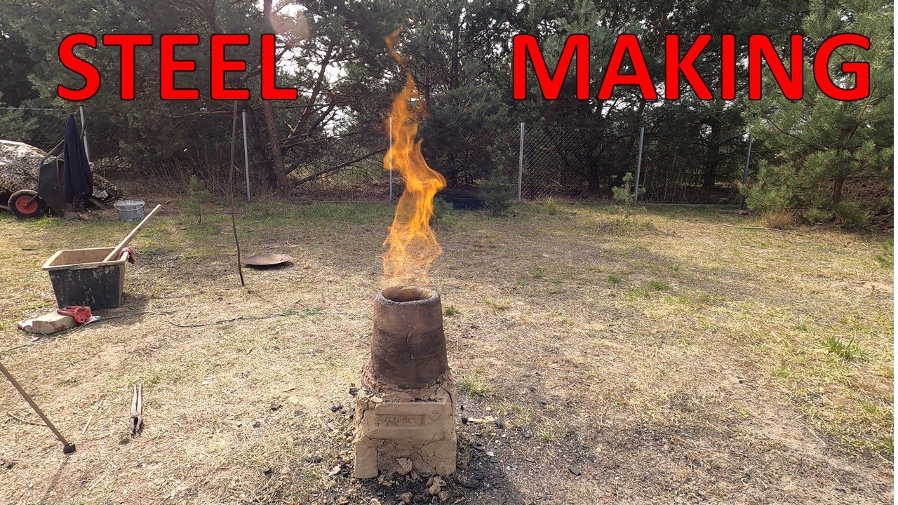 Resmelting bloomery iron gromps and making steel. - YouTube