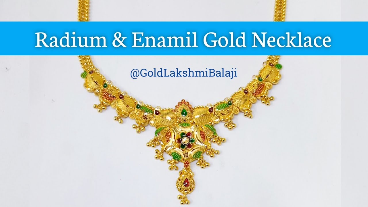 Radium And Enamil Gold Necklace | Gold Necklace | Gold Lakshmi Balaji ...