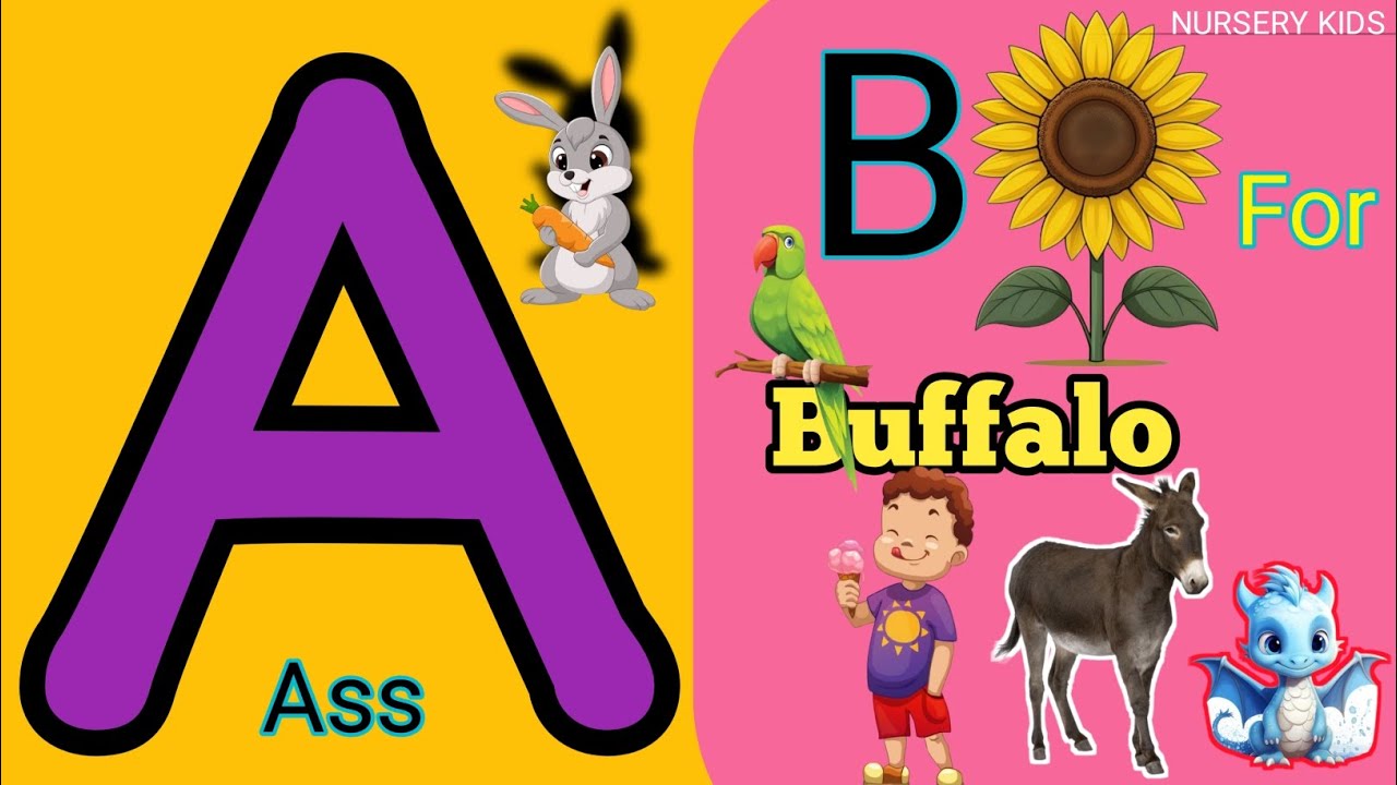 A for Ass | abcd | phonics song | a for ass b for Buffalo c for canal ...