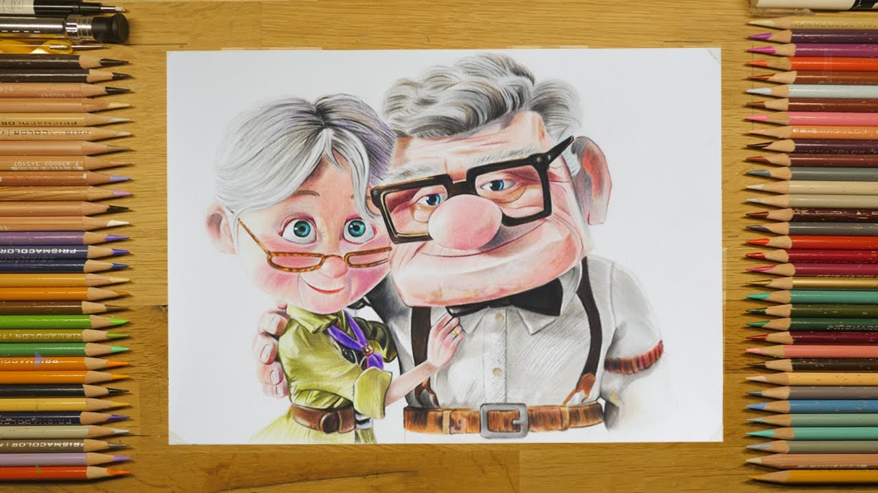 Drawing Carl and Ellie (Disney Pixar UP 2009) -Time Lapse | Timeless ...