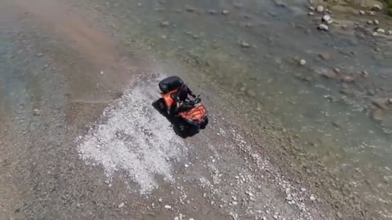 Drone ATV River Crossing - Quad Water Crossing - YouTube