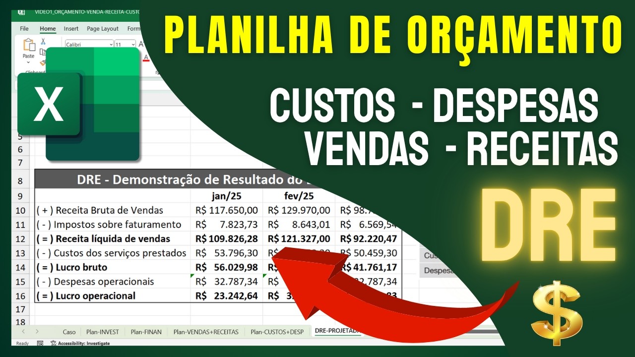 💸 Fácil ORÇAMENTO EMPRESARIAL no Excel - da Planilha de VENDAS até DRE ...