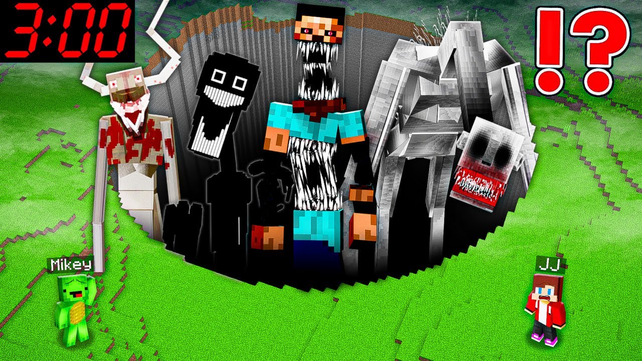 JJ and Mikey Found DWELLER STEVE , GOATMAN , APPOLYON Biggest Pit in Minecraft - Maizen JJ Mikey ...