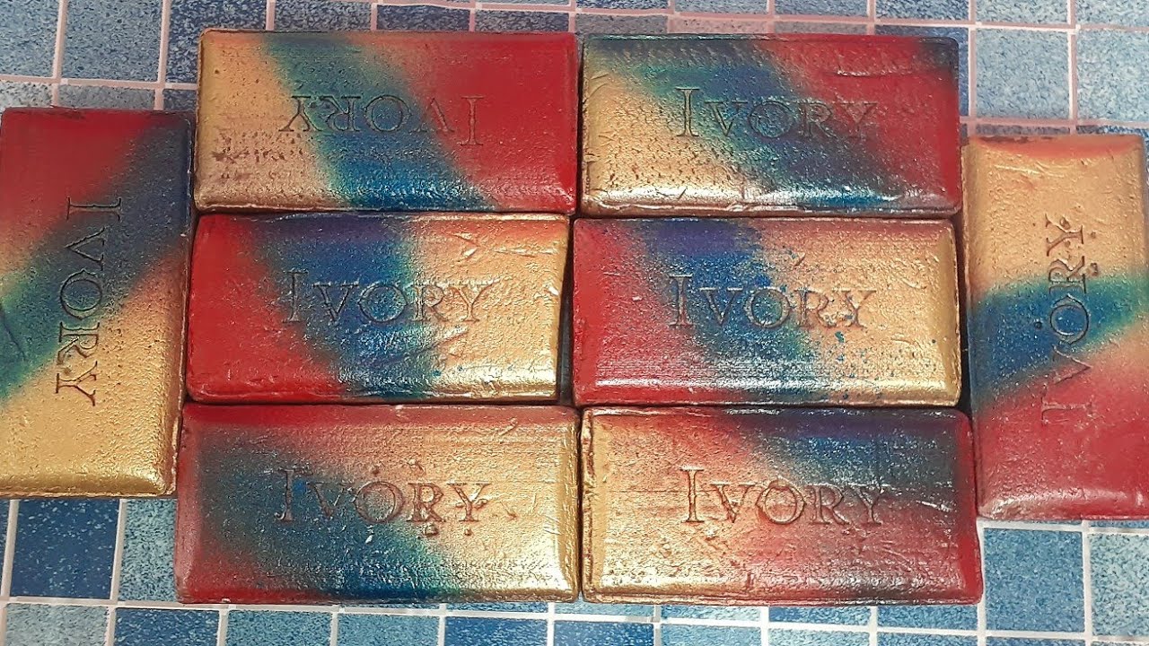 ASMR:Ivory soap carving/Painted soap cutting/satisfying&relaxing ASMR ️ ...