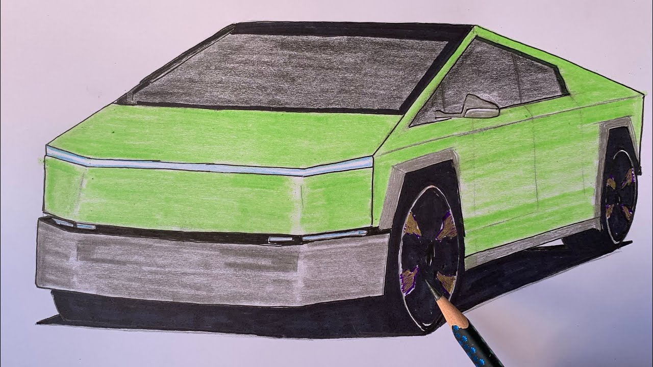 How To Draw Tesla Cybertruck | Car Drawing #tesla #drawing #art - YouTube