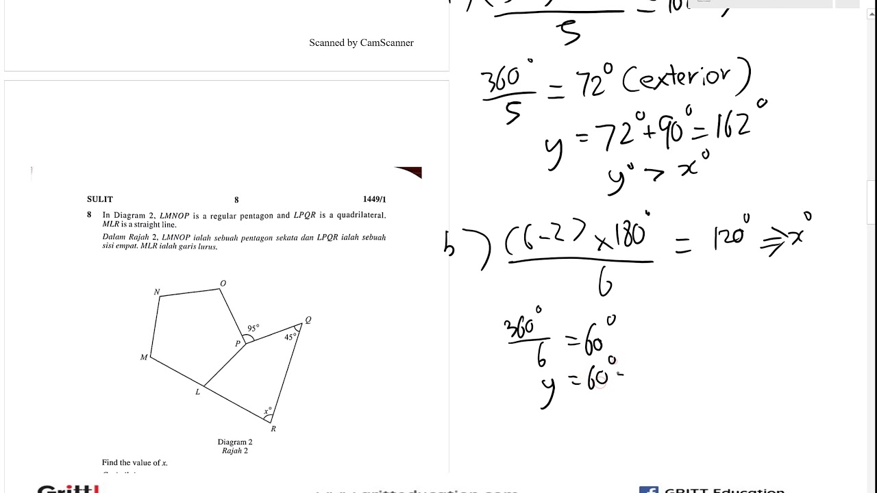 SPM Modern Mathematics 2017 Paper1 Q7 F3 Chapter Polygons (II) - YouTube