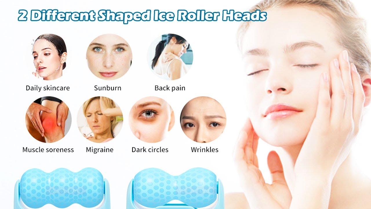 Ice Roller Pink Facial Massager Skincare Rollers for Face and Eyes ...