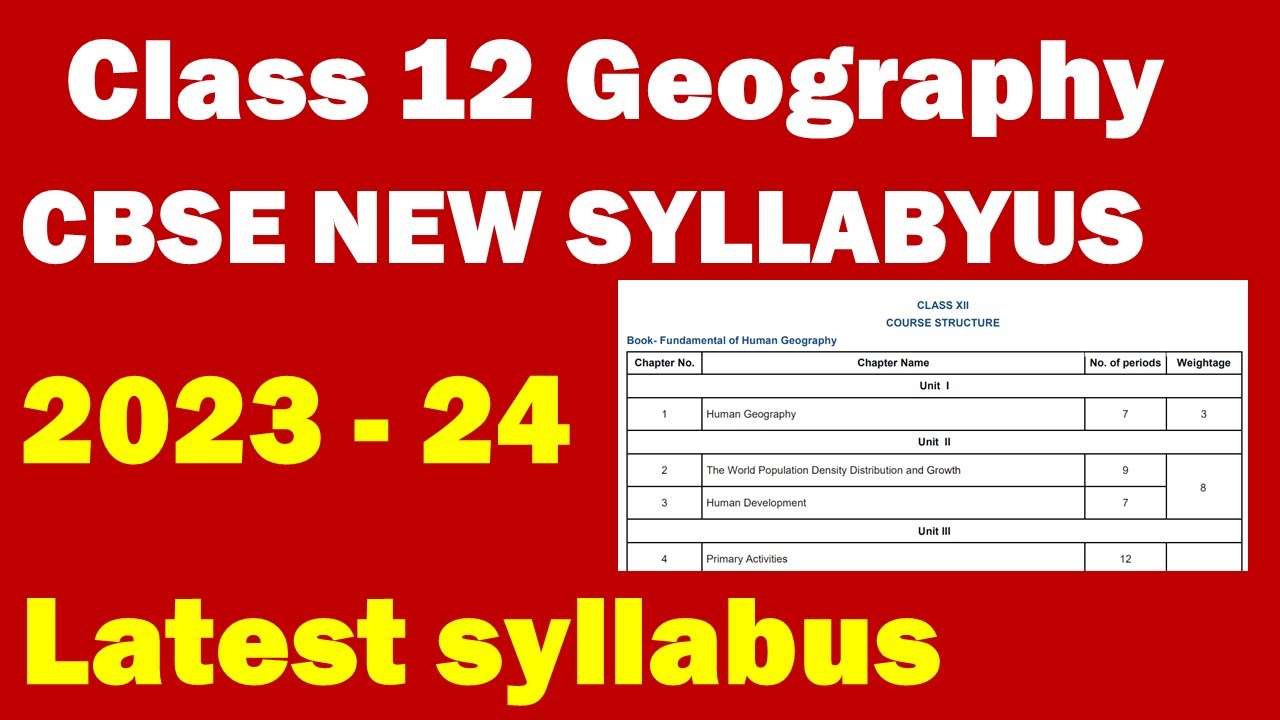 Class 12 Geography Latest Syllabus 2023-24 I भूगोल new syllabus 2023-24 ...