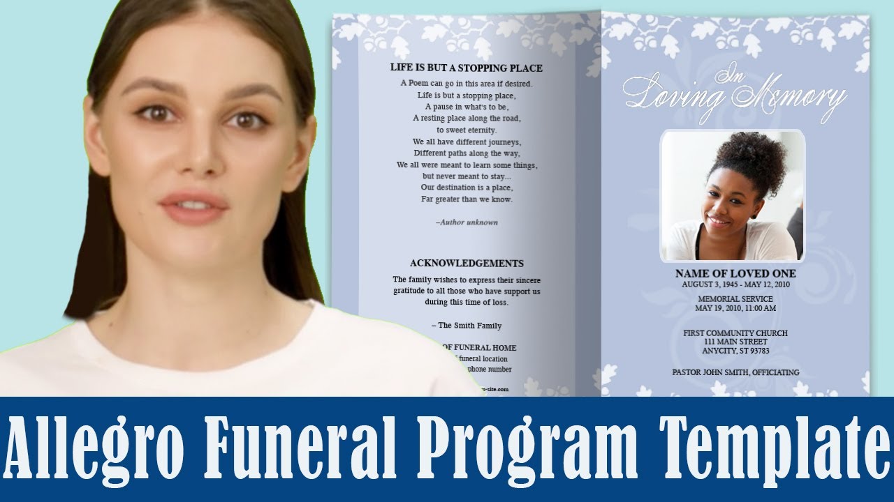 Funeral Program Template DIY - Change Background "Allegro" Design - YouTube