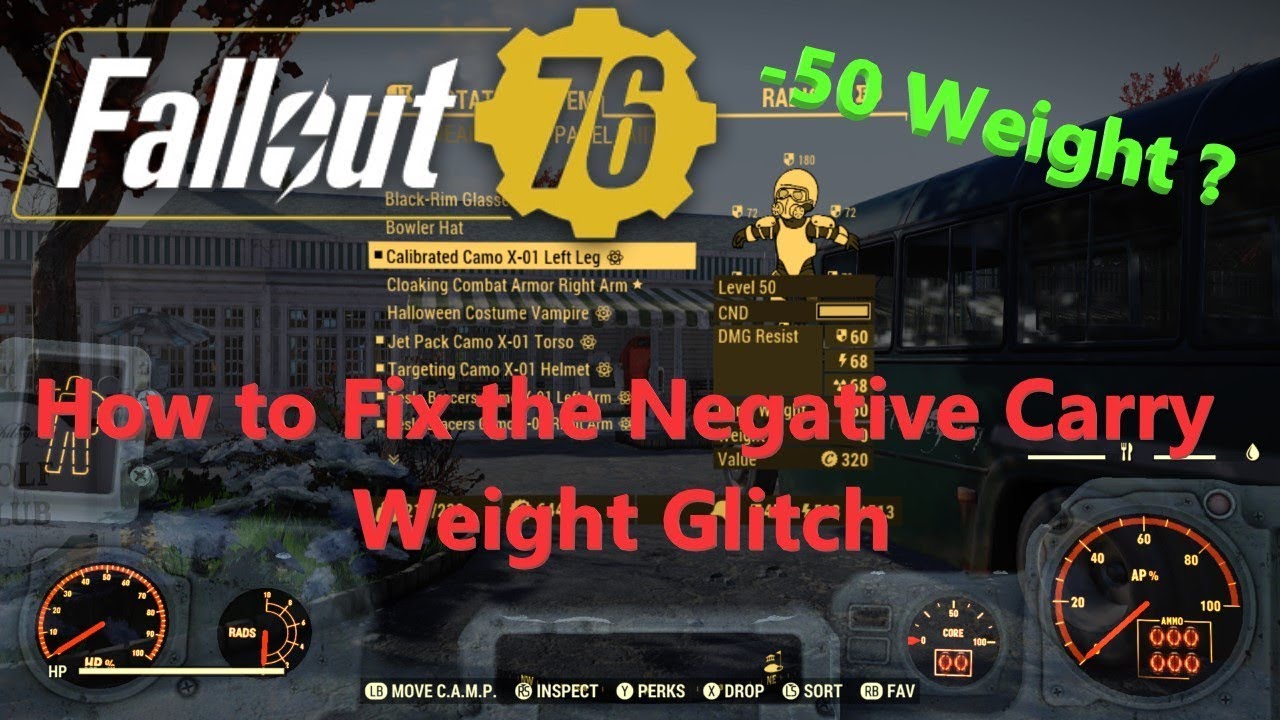 Fallout 76 - How To Fix The Negative Carry Weight Glitch - YouTube