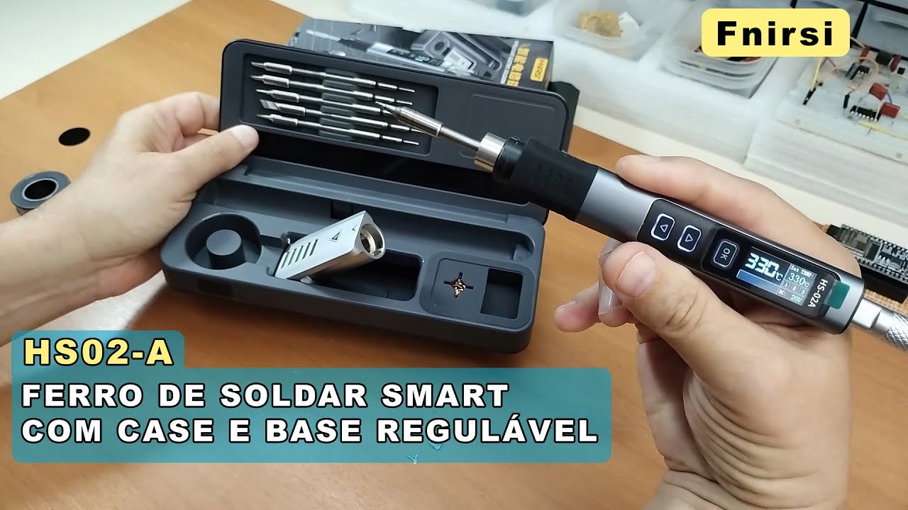 Olha só! Ferro de soldar Fnirsi HS02 agora tem estojo e base ajustável ...