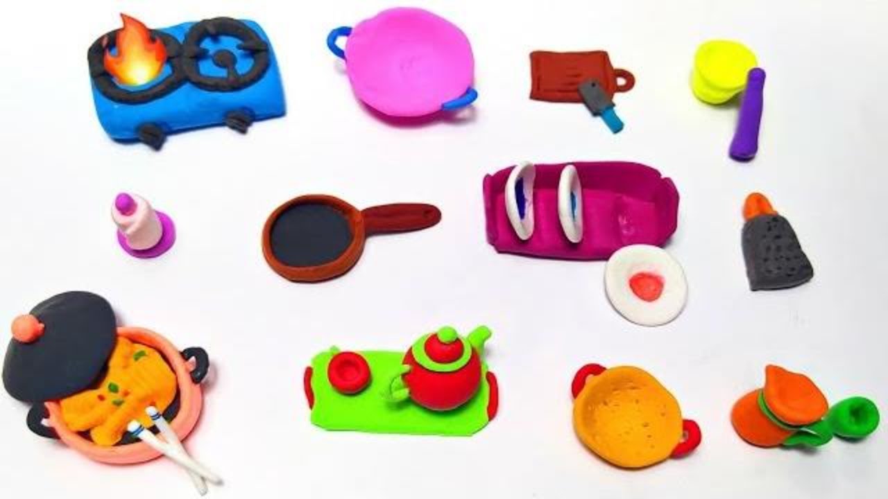 Diy miniature kitchen utensils with clay | Diy miniature kitchen set ...